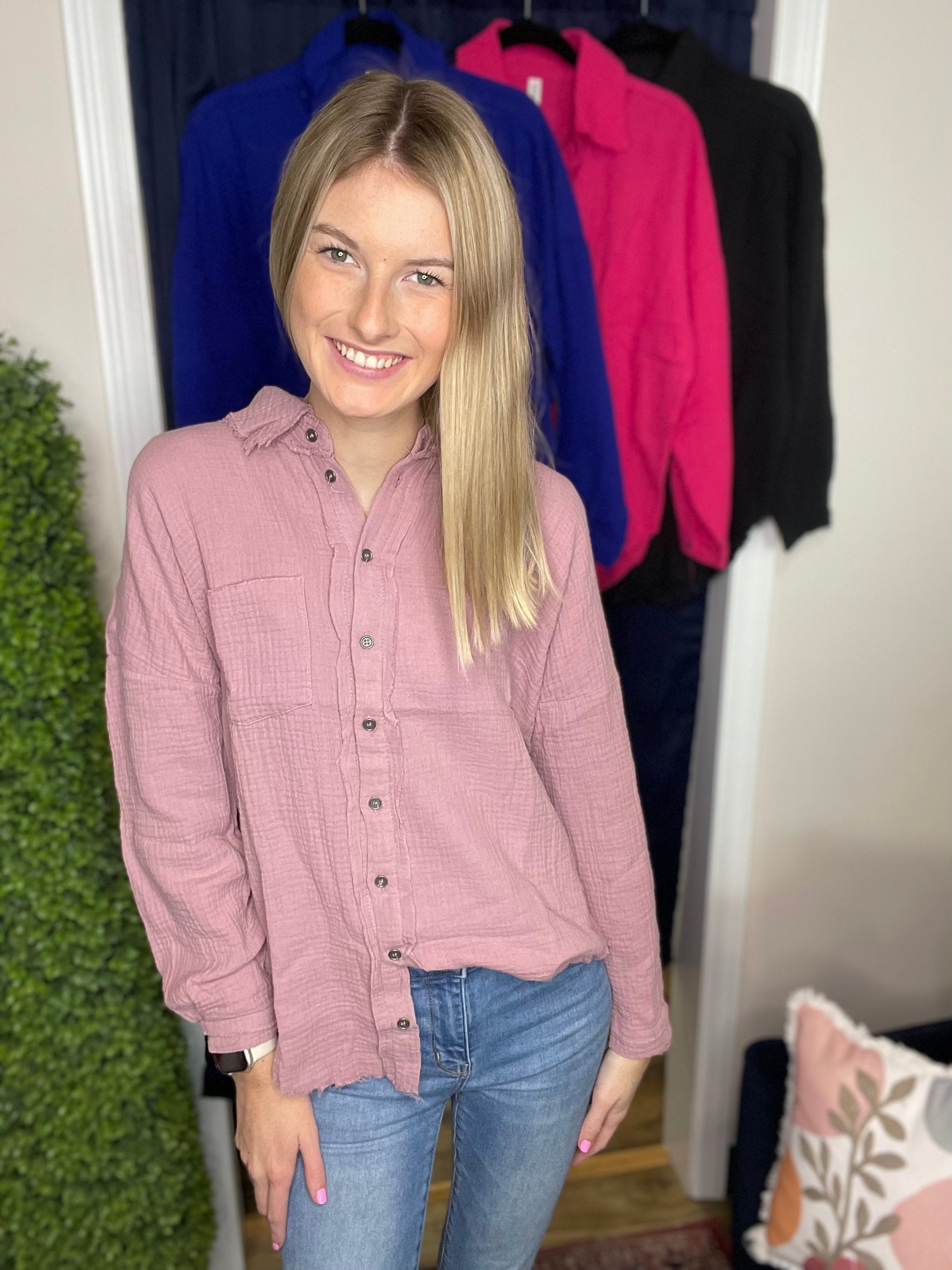 Oversized Raw Edge Top | Southern Sweetie Boutique