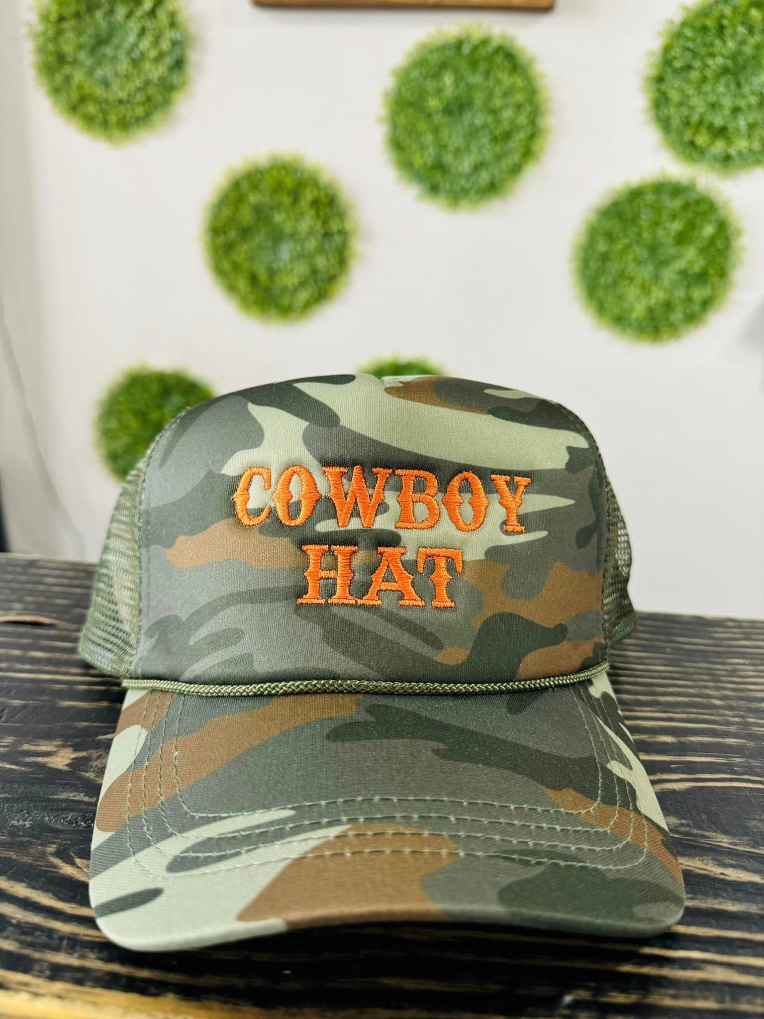 Camo "Cowboy Hat" Trucker Hat | Southern Sweetie Boutique